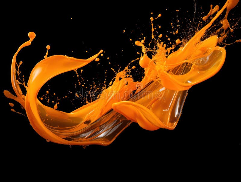 Orange Paint Splash on Black Background Stock Illustration ...