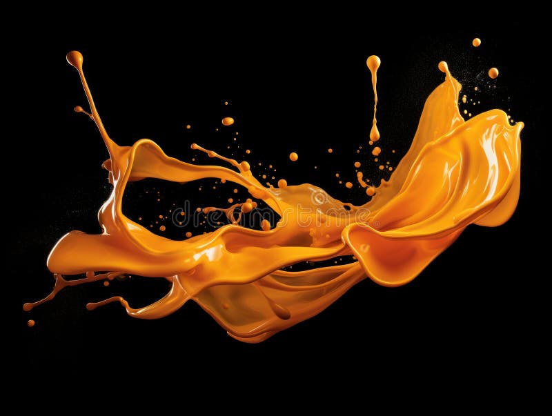 Orange Paint Splash on Black Background Stock Illustration ...