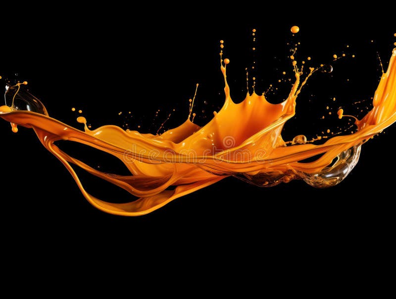 Orange Paint Splash on Black Background Stock Illustration ...
