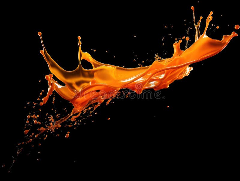 Orange Paint Splash on Black Background Stock Illustration ...