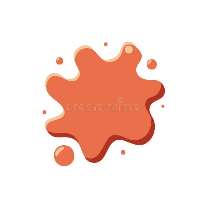 Orange Paint Splash Blob with Droplets and Shadows Stock Vector ...