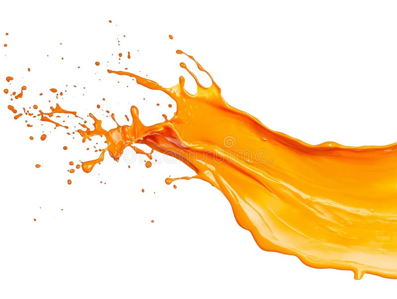 An Orange Paint Splash Isolated on a Transparent Background Emphasizing ...