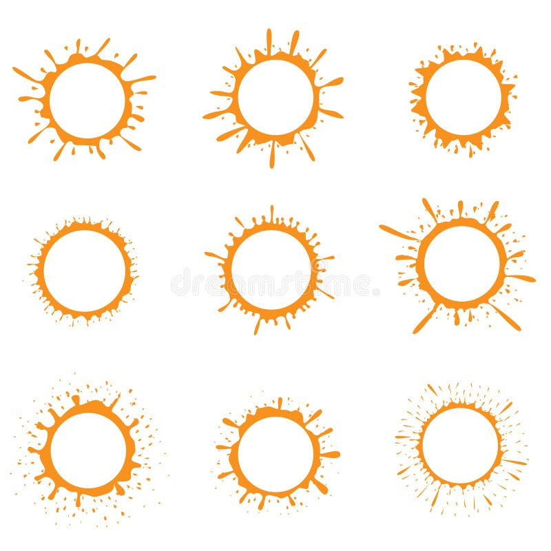 Orange Paint Splash Sun Icons Stock Vector - Illustration of light ...
