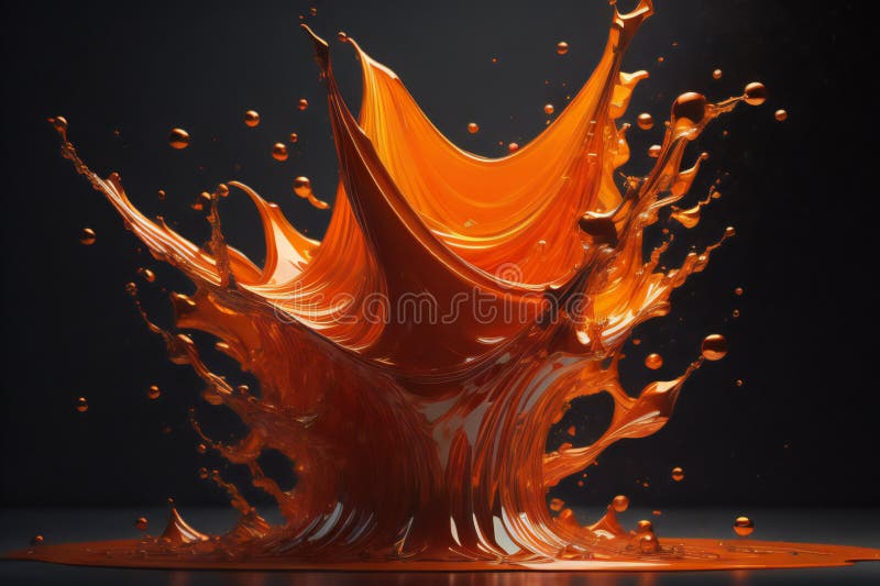 Orange Paint Splashing on Black Background. Generative Ai Stock ...