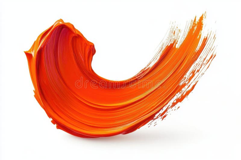 Orange Paint Stroke on Canvas Isolated on White Background Stock ...