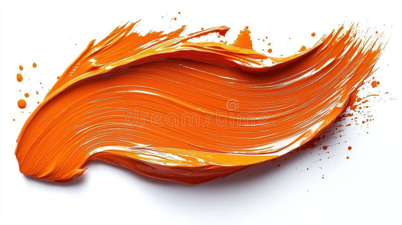 Orange Paint Stroke on White Background Stock Image - Image of graphic ...