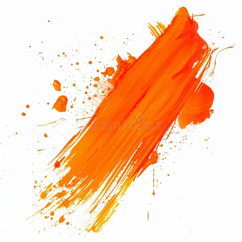 Orange Paint Stroke on White Isolated Background Stock Image - Image of ...