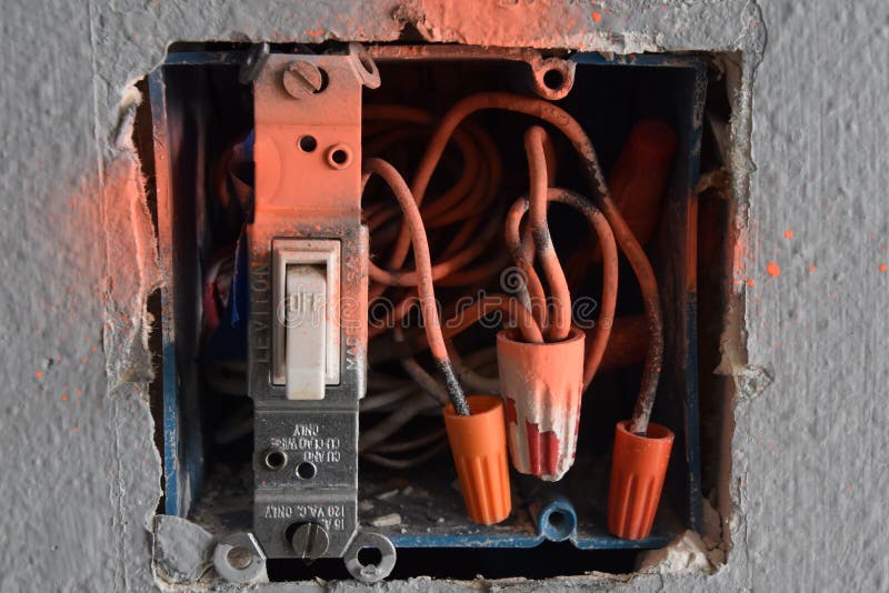 Orange Painted Electrical Switch Box Stock Image - Image of light ...