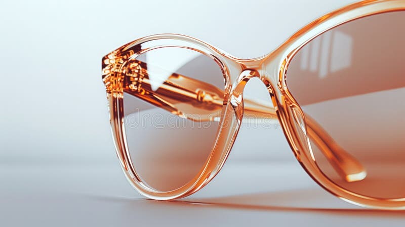 An Orange Pair of Sunglasses with Mirrored Lenses Placed on a Plain ...