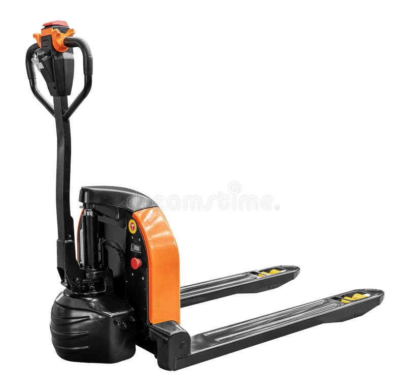 Orange Pallet Jack Isolated on White Background with Clipping Path ...