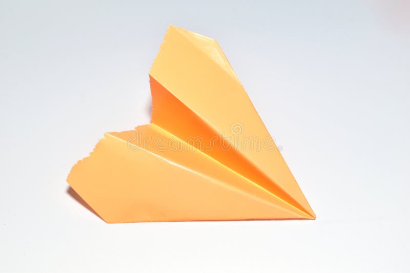 Orange paper airplane. stock image. Image of origami - 344039049