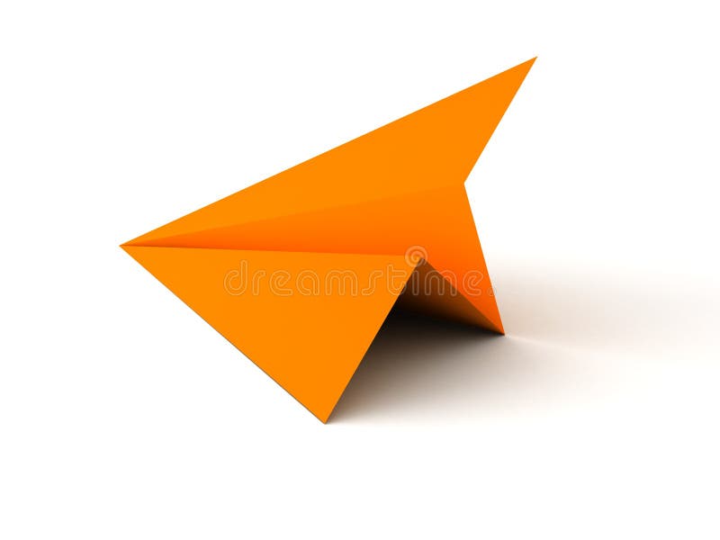 Orange Paper Airplane on White Background Stock Illustration ...