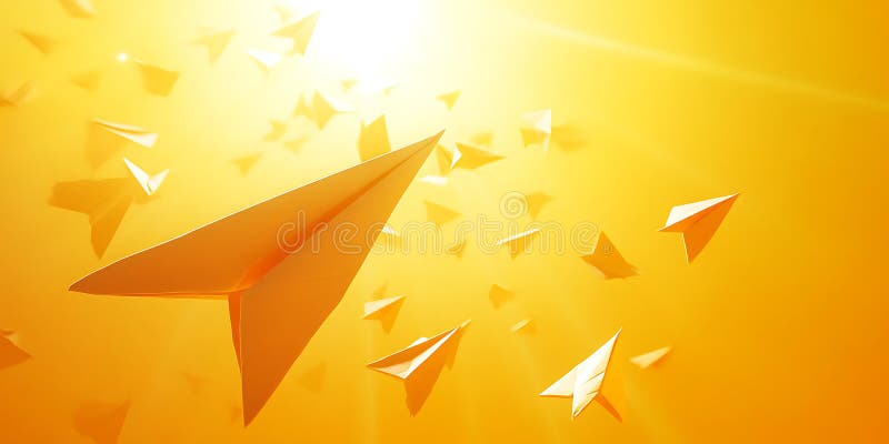 Orange Paper Airplanes Sun Flight Dreams Stock Illustration ...