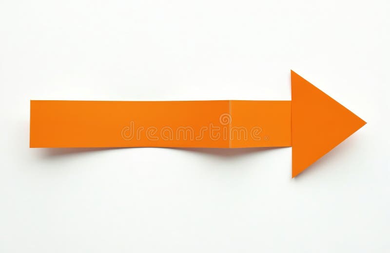 Orange Paper Arrow Points Right on White Background. Simple Design ...