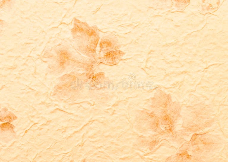 Orange Paper with Dry Leaves Pattern Background Stock Image - Image of ...