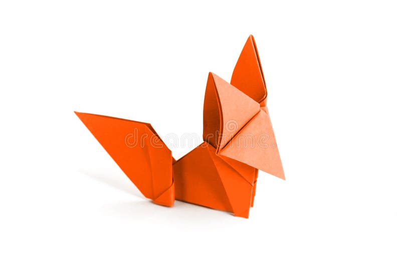 Orange Paper Fox Origami Isolated on a White Background Stock Image ...