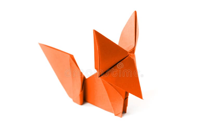 Orange Paper Fox Origami Isolated on a White Background Stock Photo ...