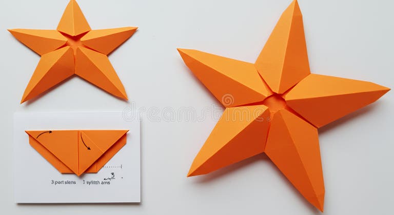 Orange Paper Stars Showcase Origami Crafting Methods and Instruction Stock Illustration ...
