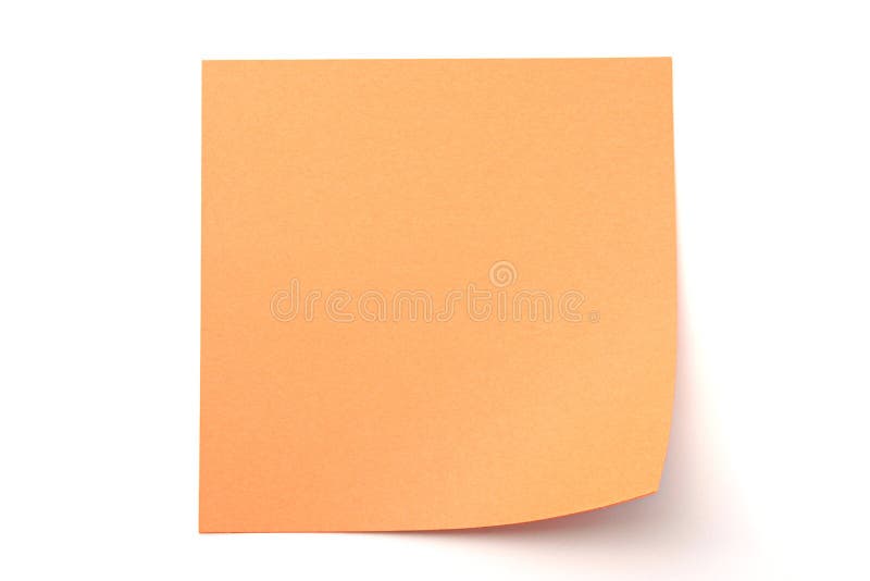 Orange Paper Stick Note on White Background Stock Image - Image of ...