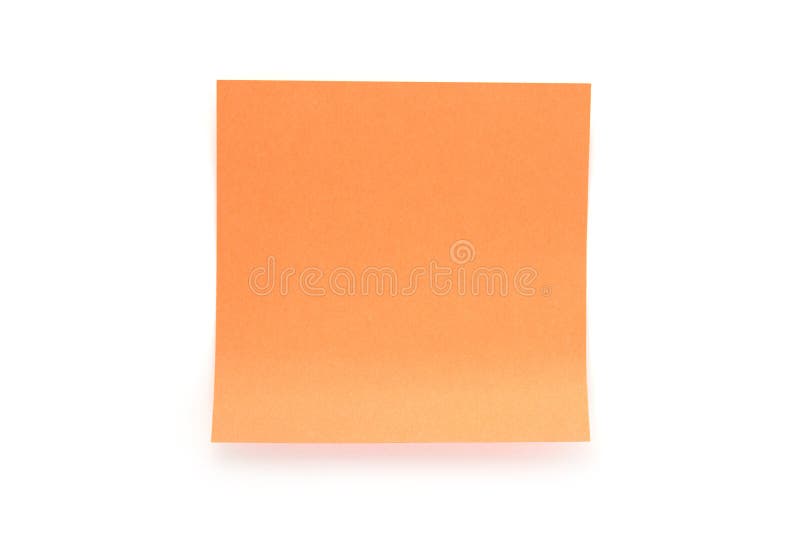 Blank Orange Post Note Paper Sticker with Line on White Background ...