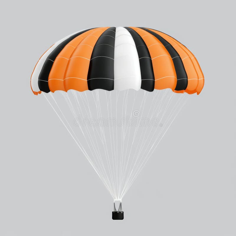 Orange Parachute in Midair with Sky Background Stock Image - Image of ...