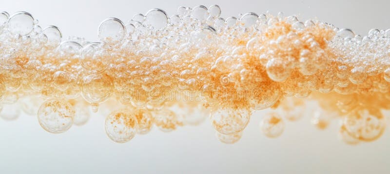 Orange Particles Floating in Transparent Bubbles Creating Abstract ...