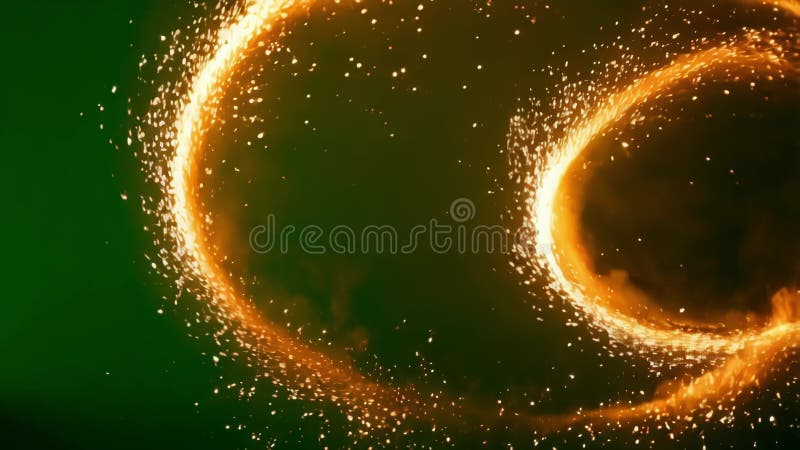 Glowing Orange Particles Rotating on Green Screen Background Stock ...
