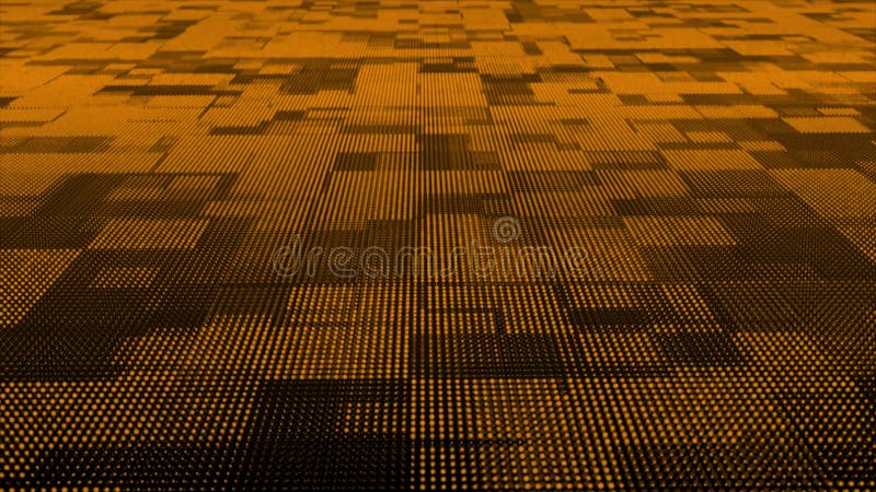 Orange Particles Square Box Pattern Moving 3d Technology Cyberspace ...