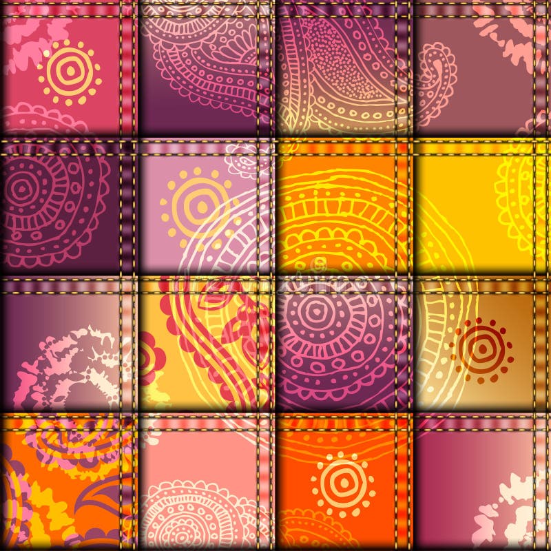 Orange patchwork stock vector. Illustration of ethnic - 58458469