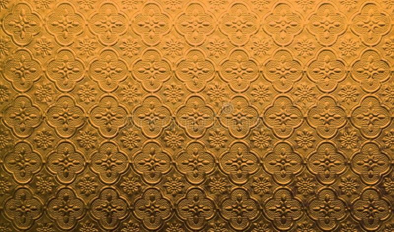 Orange Pattern Glass in Thai Style of the House Window Stock Image ...