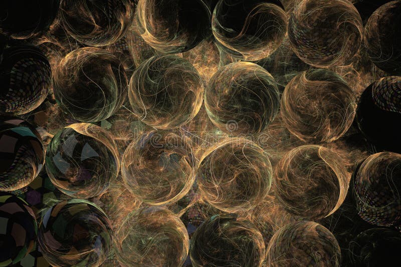 Orange Pattern of Transparent Spheres of Crooked Threads on a Black ...