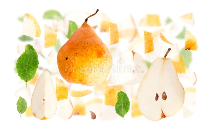 Orange Pear Slice and Leaf Abstract Stock Photo - Image of black, core ...
