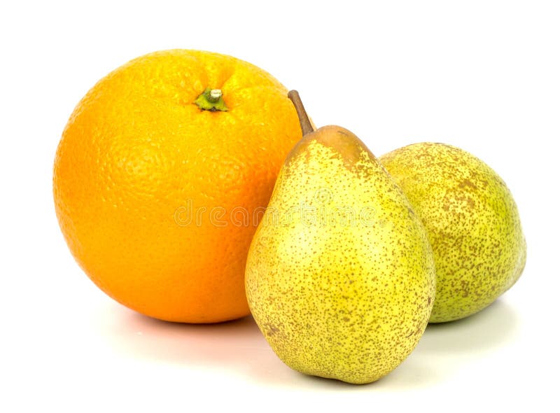 Orange and Pears on a White Background Stock Image - Image of colorful ...