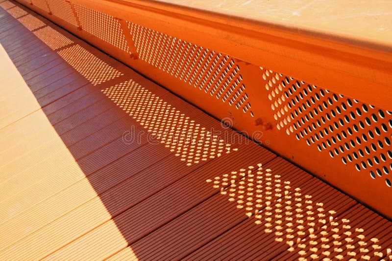 Orange pedestrian bridge stock photo. Image of creamy - 10714482