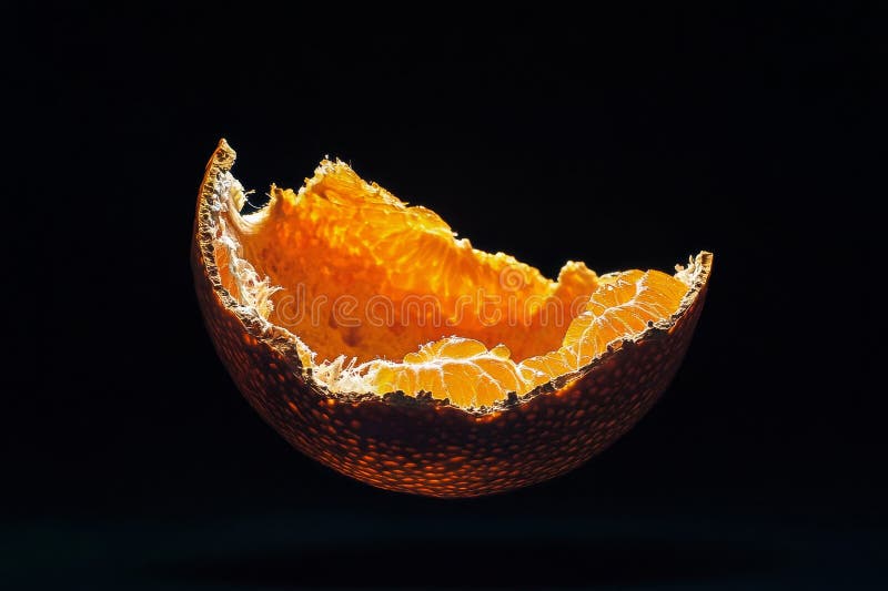 Orange Peel Displayed Beautifully on a Dark Surface Creating a Striking ...