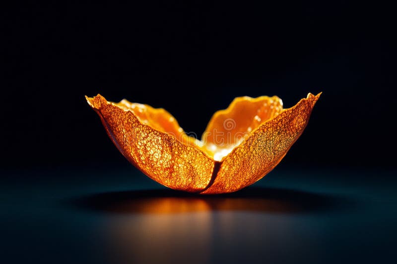 Orange Peel Displayed Beautifully on a Dark Surface Creating a Striking ...
