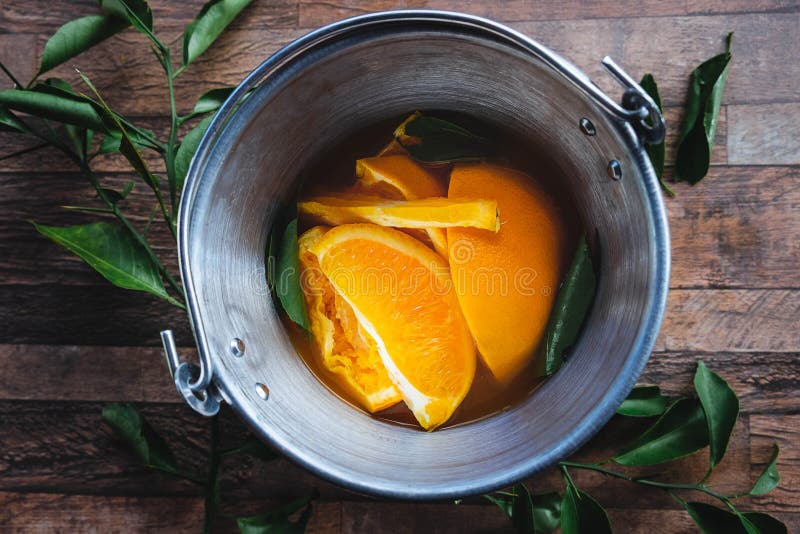 Orange Peel and Orange Juice in a Bucket Stock Image - Image of brown ...