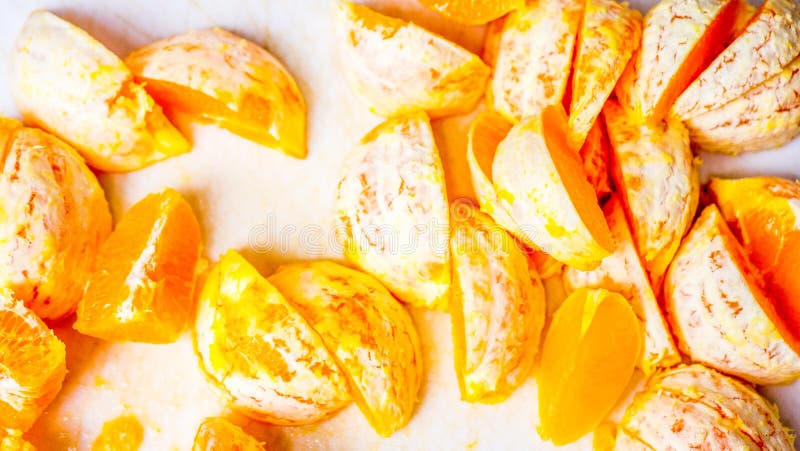 Orange without Peel, Sliced on a White Background Stock Photo - Image ...