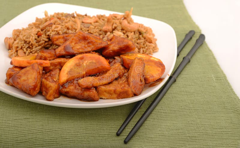 Orange Peel Tofu and Fried Rice Stock Image - Image of chinese ...