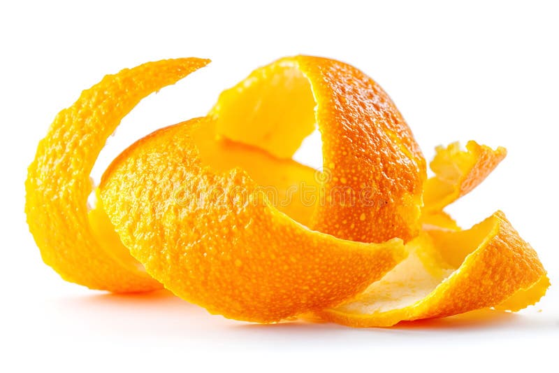Orange Peel with a Vibrant, Rough Texture, Coiled in an Irregular Shape ...