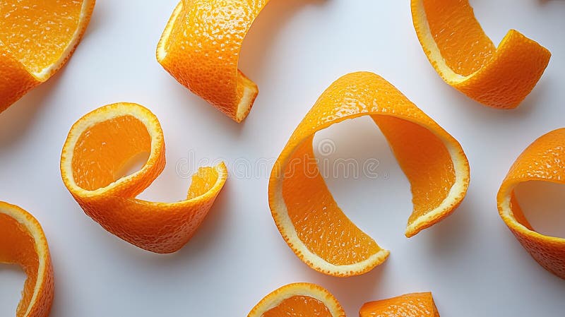 Orange Peels, on White, Shot from Above, Overhead Stock Illustration ...