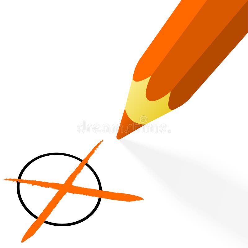 Orange pencil with cross stock vector. Illustration of paper - 51839061