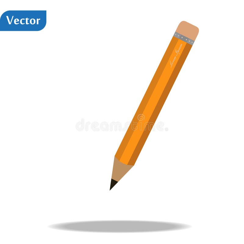 Orange Pencil Icon with Eraser. Vector Illustration Eps 10 Stock ...