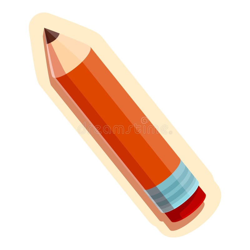 Orange Pencil Lying with Graphite Tip Pointing Upwards Stock Vector ...