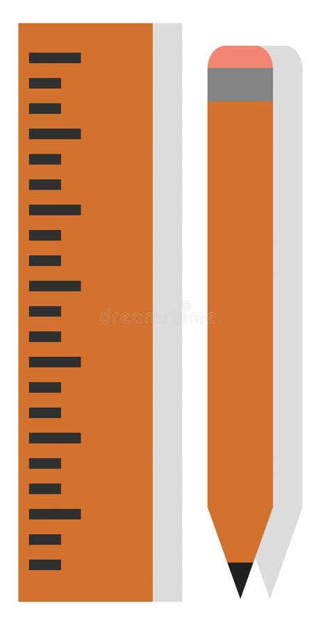 Orange Pencil and Ruler, Icon Stock Vector - Illustration of orange ...