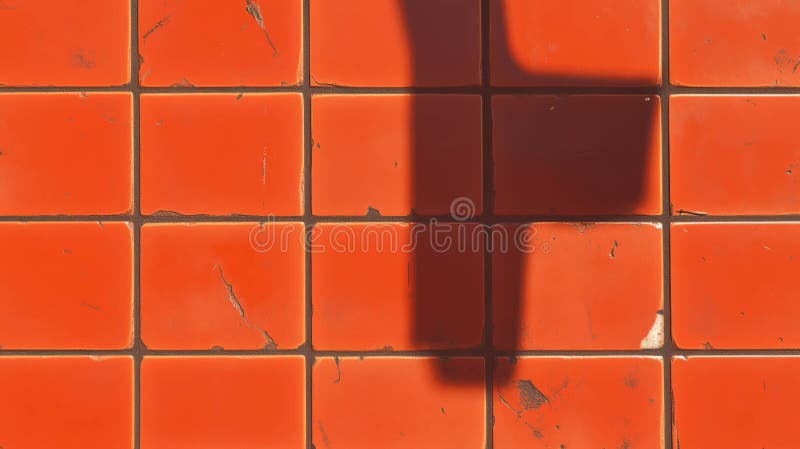 Orange Penny Tiles with Dark Grout Texture and Shadow Pattern for ...