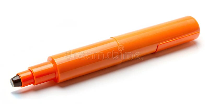 Orange Permanent Marker Laying Flat Isolated Against White Background ...