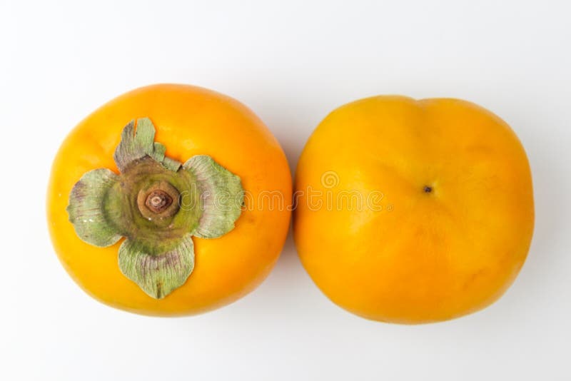 Orange Persimmon on White Background Stock Image - Image of persimmon ...