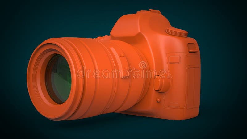 Orange Photo Camera on Green Background Stock Illustration ...