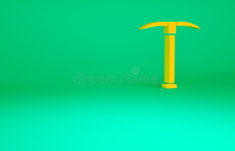 Orange Pickaxe Icon Isolated on Green Background. Minimalism Concept ...